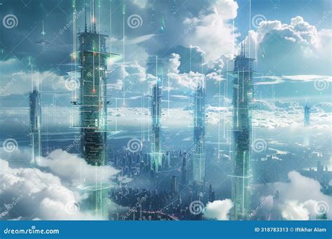 Clouds Interconnected With Network In Sky Imagine A World Where Data Flows Effortlessly Between