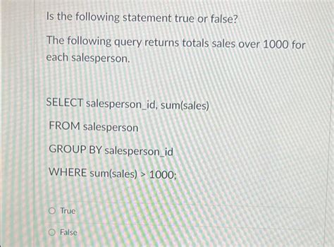 Solved What Will Be Returned When The Following SQL Chegg