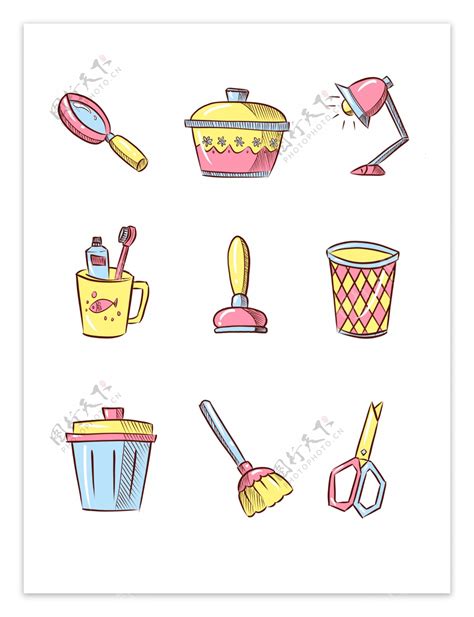 手绘卡通简笔画生活用品图片素材 编号31262369 图行天下