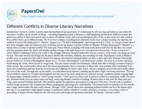 Different Conflicts In Diverse Literary Narratives Free Essay Example 696 Words