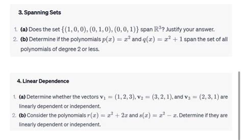 Solved 3 Spanning Sets 1 A Does The Set Chegg Com