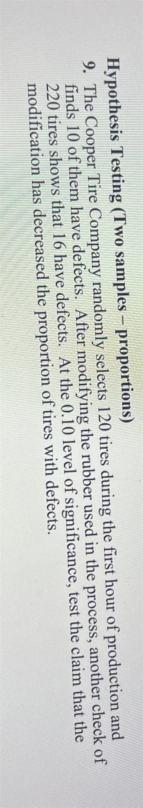 Solved Hypothesis Testing Two Samples ﻿proportions 9