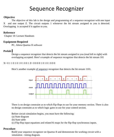 Solved Sequence Recognizer Objective The Objective Of This