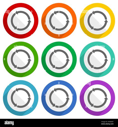Reload Web Vector Icons Set Of Colorful Flat Design Buttons For