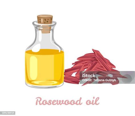 유리 병에 로즈 우드 에센셜 오일 만화 플랫 스타일의 아로마 오일의 벡터 일러스트레이션 로즈우드 오일에 대한 스톡 벡터 아트 및 기타 이미지 로즈우드 오일 유리병