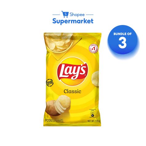 Bundle Of 3 Lays Classic Potato Chips 170g Shopee Singapore