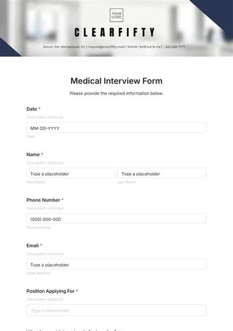 Free Pre Interview Form Template To Edit Online