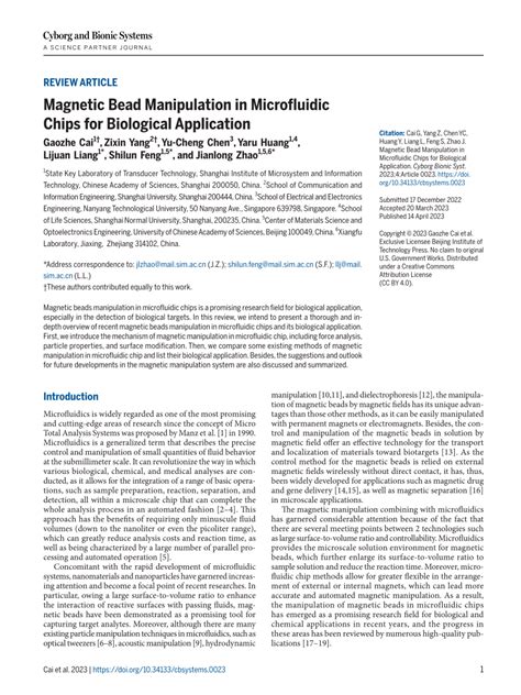 Pdf Magnetic Bead Manipulation In Microfluidic Chips For Biological Application