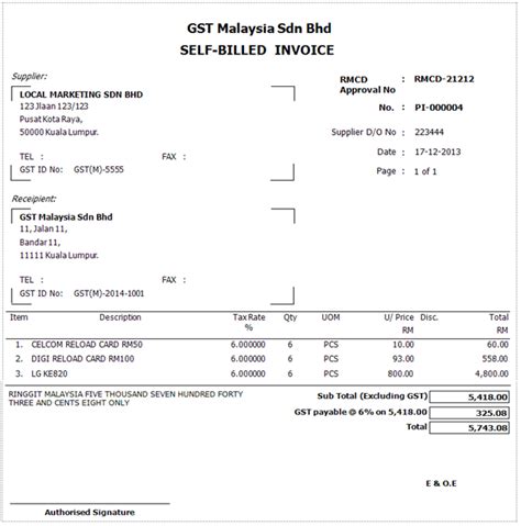 Gst Invoice Template Invoice Example