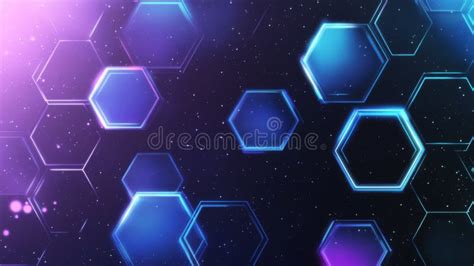 Futuristic Abstract Background Featuring Glowing Hexagonal Patterns Stock Illustration