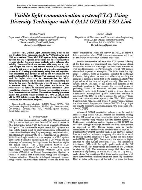 Visible Light Communication System Vlc Using Pdf Modulation Orthogonal Frequency