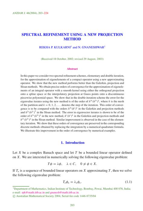 Pdf Spectral Refinement Using A New Projection Method