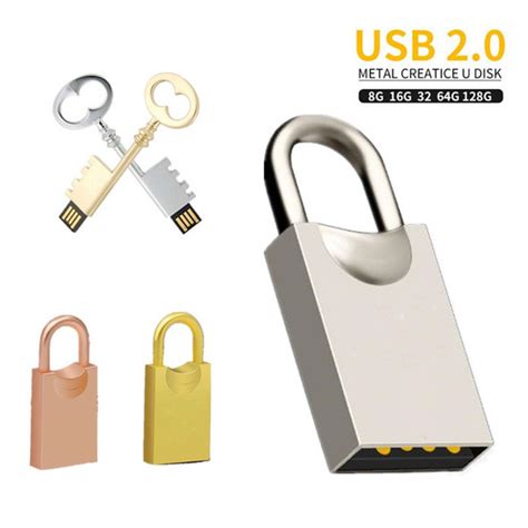 Metal Padlock And Key Modle 8gb 16gb 32gb 64gb 128gb Usb Flash Drive Memory Stick Wish