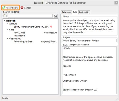 Editing Email Content When Recording To Salesforce From Ibm Notes Knowledge Base Linkpoint360