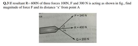 q 3 if resultant r 600 n of three forces 100 n f and 300 n is acting as