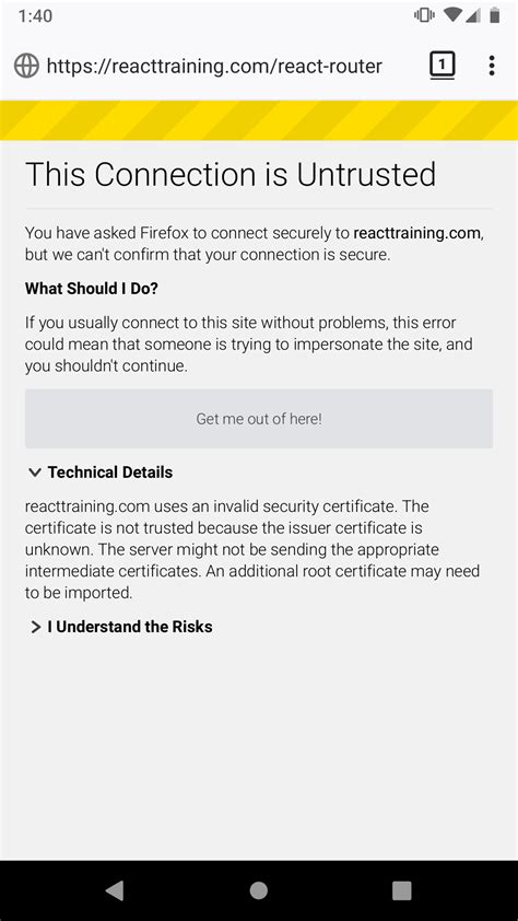 Documentation Website Insecure Connection · Issue 6517 · Remix Runreact Router · Github