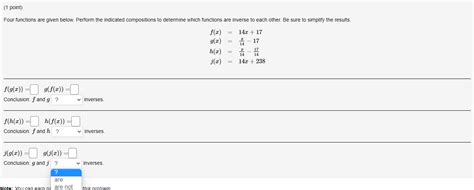 Solved 1 Point Four Functions Are Given Below Perform The Chegg Com