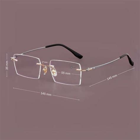 Mens Rimless Rectangular Eyeglasses Lightweight Executive Frame With