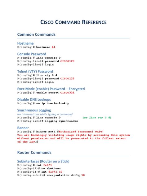 Cisco Command Reference Pdf Computer Networking Network Protocols