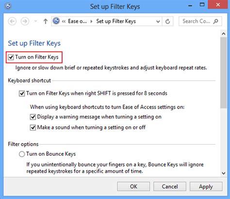 How To Set Up Filter Keys In Windows 8 8 1