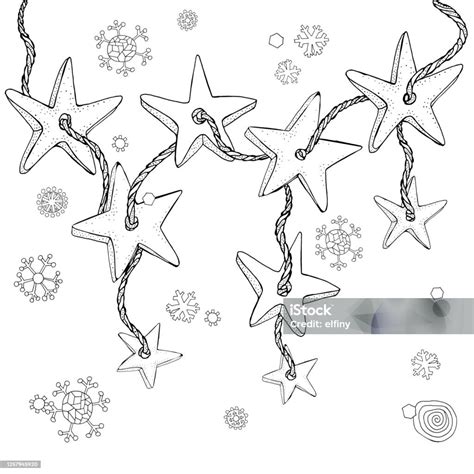 크리스마스 향기 소금 반죽 장식품 별과 눈송이 성인 색칠 공부 책 페이지 손으로 그린 벡터 그림입니다 흑백 2월에 대한 스톡 벡터 아트 및 기타 이미지 Istock