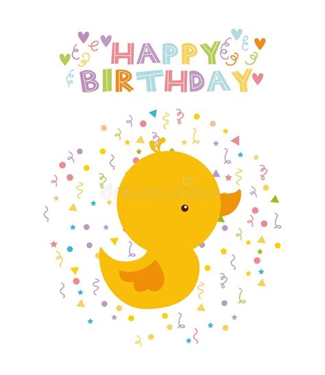 Birthday Happy Duck Cartoon Stock Vector Illustration Of Invitation