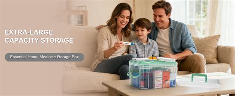 15qt Clear Medicine Organizer Storage Box With Handle