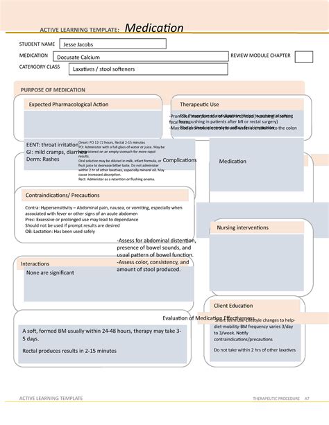 Docusate Sodium Medication Template Mix The Medicine With Fruit Juice