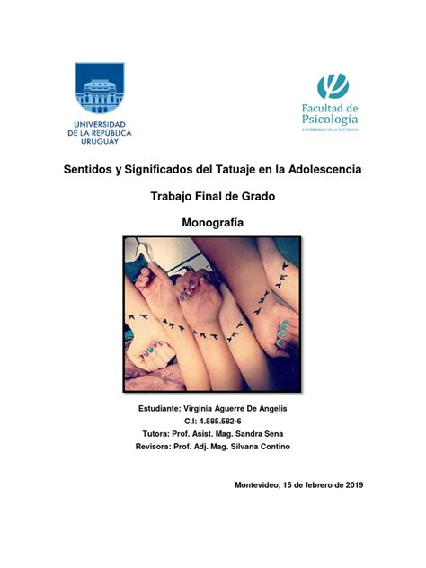 Sentidos Y Significados Del Tatuaje En La Adolescencia Autor Virginia Aguerre De Angelis Pdf