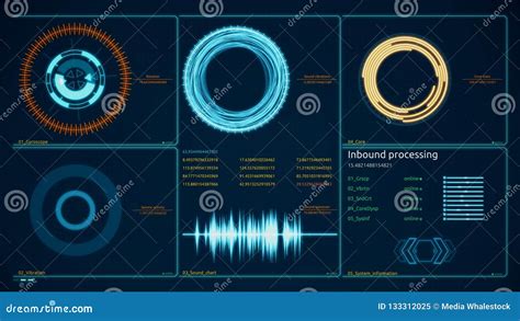 Hi Tech User Interface Head Up Display For Background Computer Desktop
