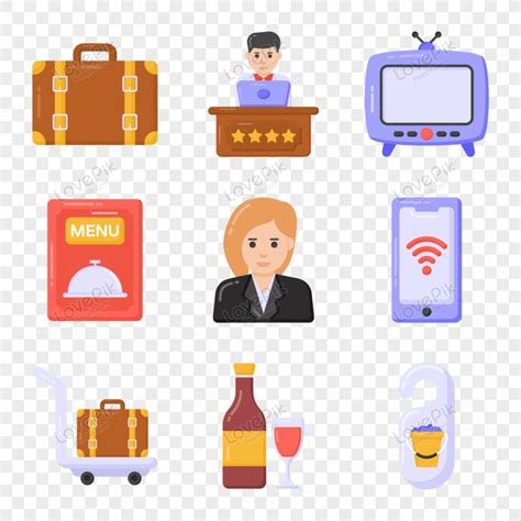 호텔 장비의 유행 평면 벡터 아이콘 Png 일러스트 무료 다운로드 Lovepik