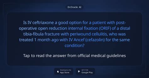 Is Iv Ceftriaxone A Good Option For A Patient With Post Operative Open Reduction Internal