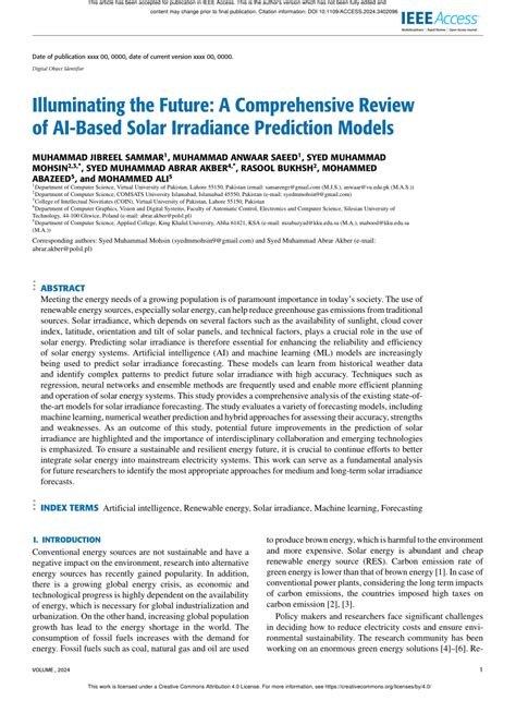 Pdf Illuminating The Future A Comprehensive Review Of Ai Based Solar