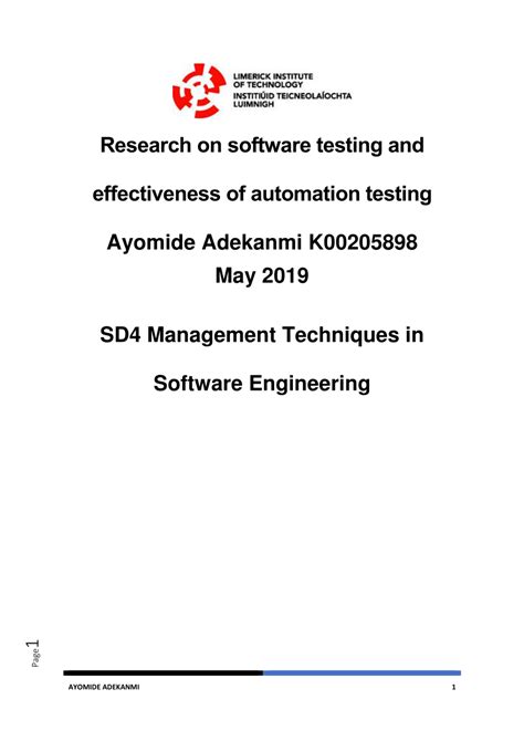 Pdf Research On Software Testing And Effectiveness Of Automation Testing