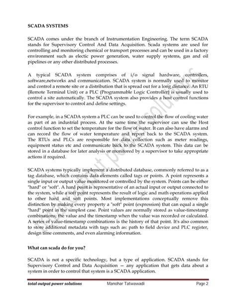 Supervisory Control And Data Acquisition System Pdf Technology And Computing