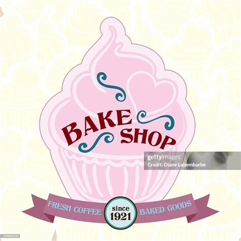 Bake Shop Poster With Cupcake Pattern Background High Res Vector