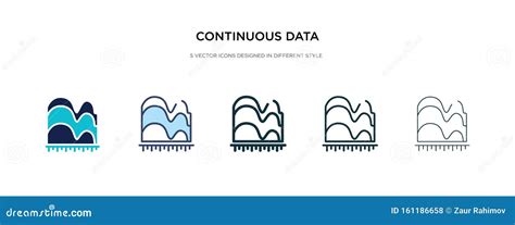 Continuous Data Graphic Wave Chart Icon In Different Style Vector Illustration Two Colored And