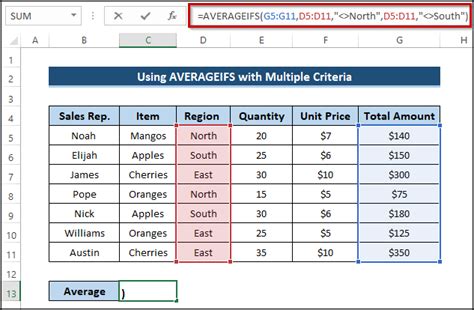 Averageifs Function With Not Equal To Criteria 3 Examples