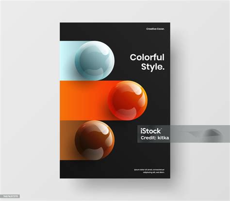 생생한 책 표지 A4 디자인 벡터 일러스트 레이 션입니다 창조적 인 3d 구체 광고지 개념입니다 A4 용지에 대한 스톡 벡터 아트 및 기타 이미지 Istock