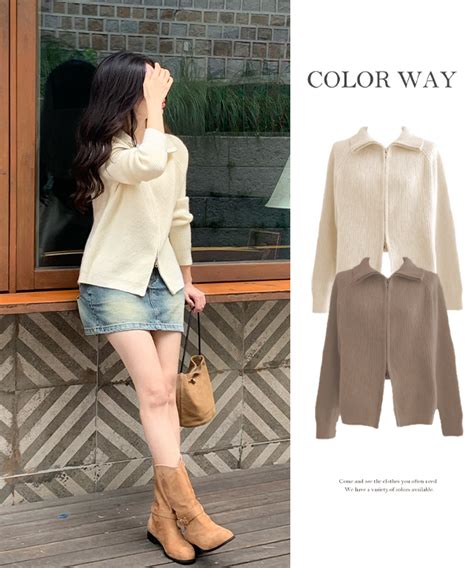 슈앤샵 당일출고🍂도톰폭닥 투웨이 오버핏 니트 집업간절기잠바 가을겨울옷 노카라아우터 털자켓 빅사이즈 브이넥 세미크롭가디건 통통점퍼 박시루즈 하이넥 후드교복템 제주도 일본