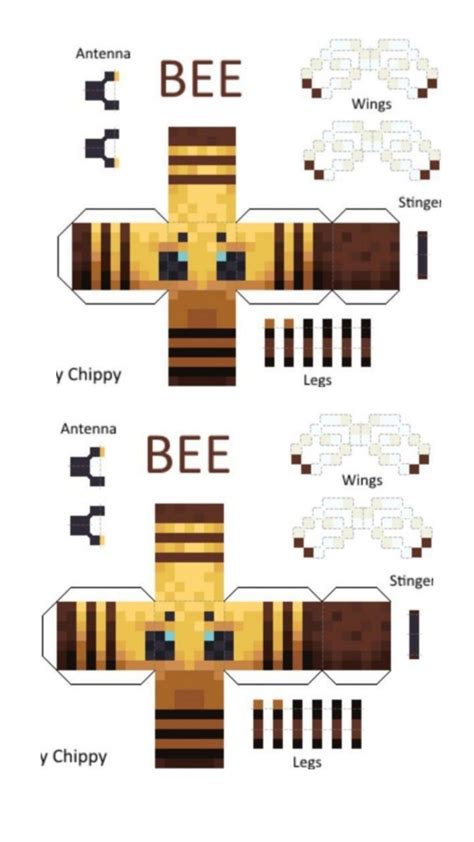 Papercraft Minecraft Bee All Textures Minecraft Printables Minecraft