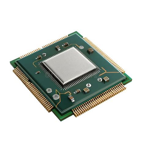 Central Processing Unit Cpu Microchip Showing Pins And Connectors On Motherboard Stock