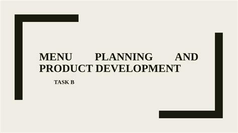 Menu Planning And Product Development Desklib