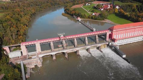 Gateway On Rhine River Sluice Gates At River Dam River Dam With