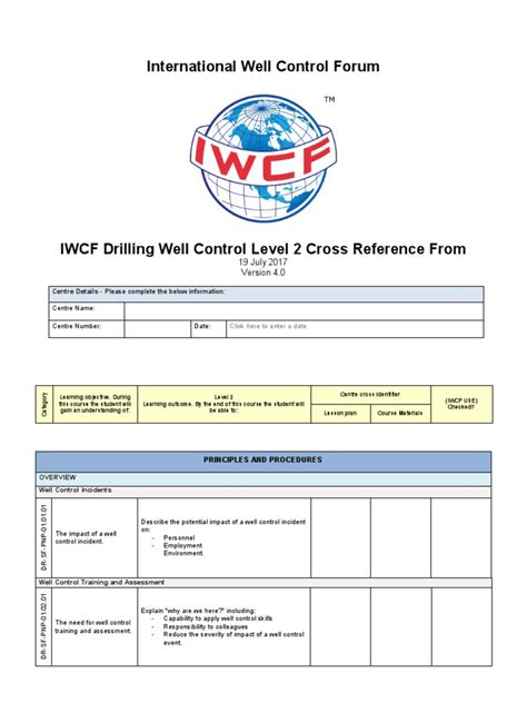 Ac 0082 Iwcf Drilling Well Control Level 2 Cross Reference Form