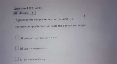 Solved Determine The Composite Function F∘g And G∘f For