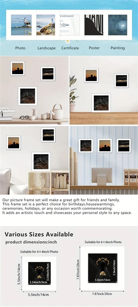 51020 팩 클래식 수직 종이 사진 프레임 스탠드 포함 수평 및 수직 사용 가능 화이트 코어 베벨 컷 Temu