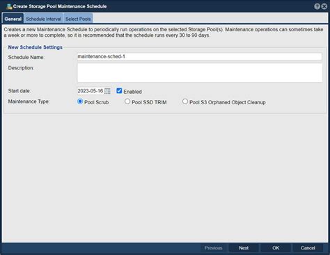 File Crt Strg Pool Mtnc Schd Gen OSNEXUS Online Documentation Site