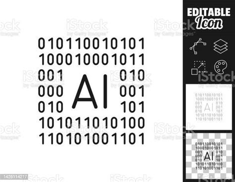 바이너리 코드가 있는 인공 지능 ai 디자인 아이콘입니다 쉽게 편집 가능 0에 대한 스톡 벡터 아트 및 기타 이미지 0 1