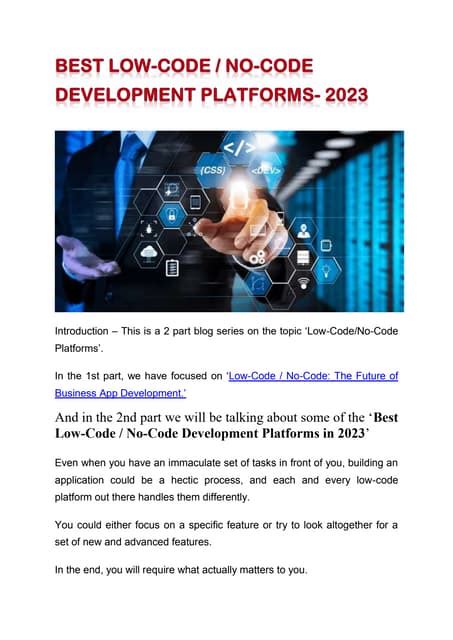 Best Low No Code Development Platforms 2023 Pdf